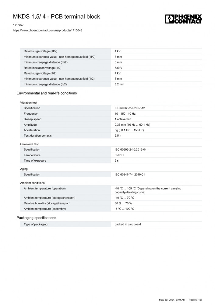 Phoenix Contact 1715048 technical document page 5