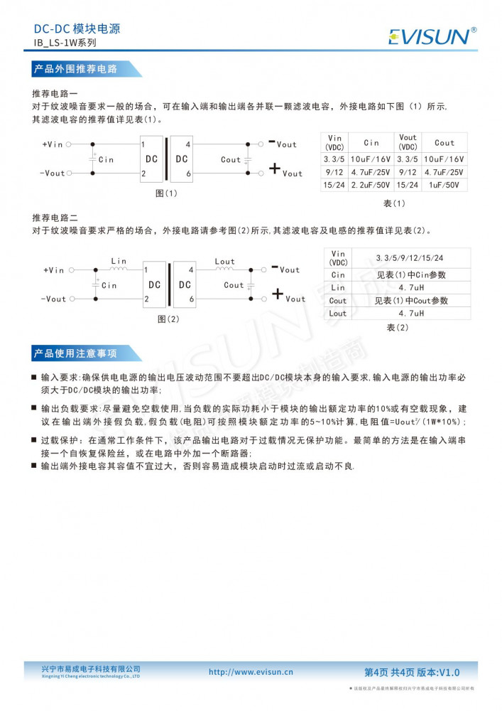EVISUN IB0303LS-1W datasheet page 4