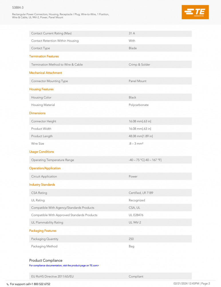 TE Connectivity 53884-3 product document page 2