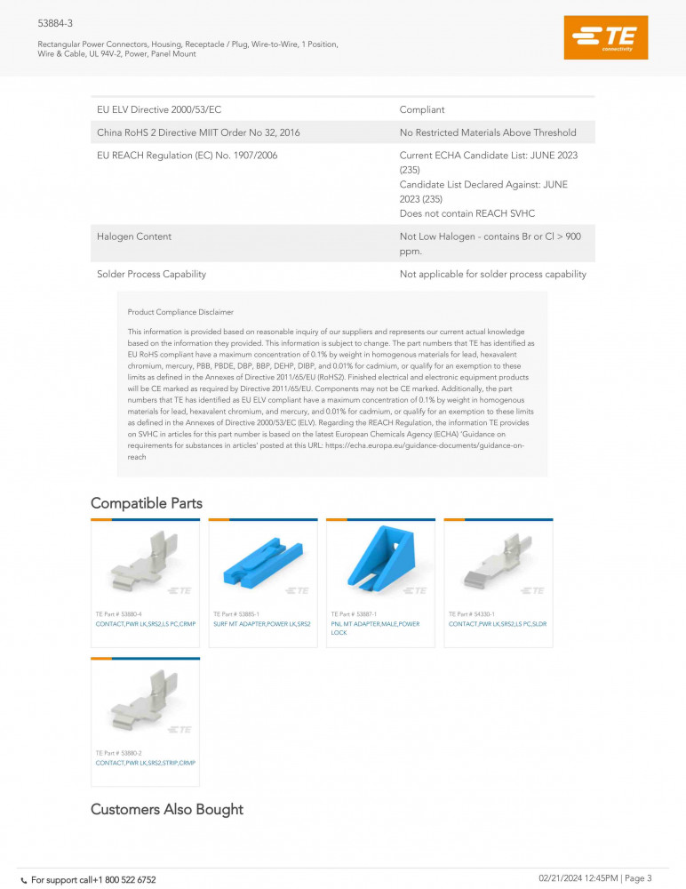 TE Connectivity 53884-3 product document page 3
