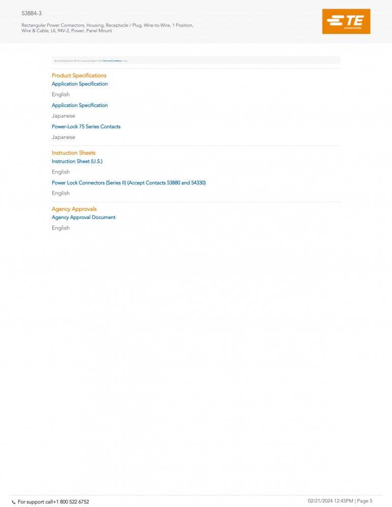 TE Connectivity 53884-3 product document page 5