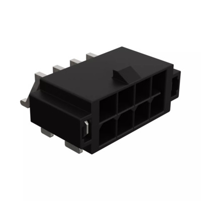 Mini-Fit Max Right Angle Header, Dual Row, Surface Mount, 8 Circuits, Matte Tin (Sn) Plating, Black, Glow-Wire Capable, Tape and Reel for sale