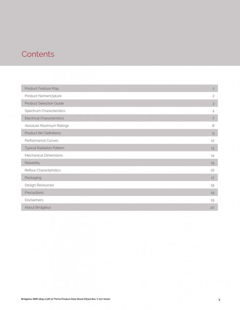 Bridgelux BXEN-57S-11M-3C-00-0-0 datasheet page 3