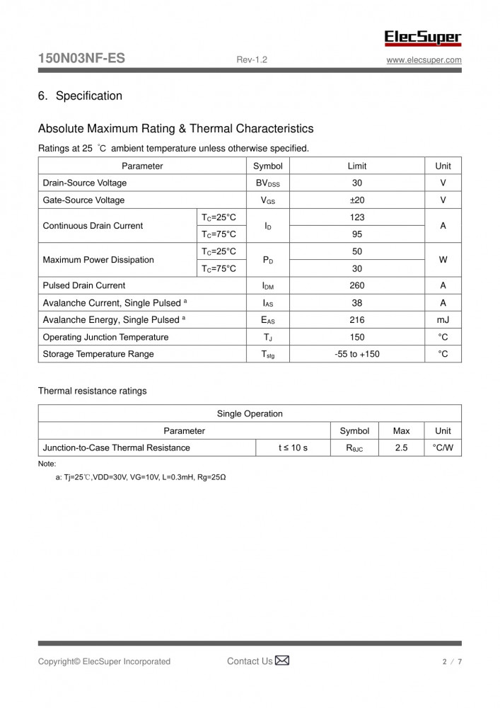 150N03NF-ES datasheet page 2
