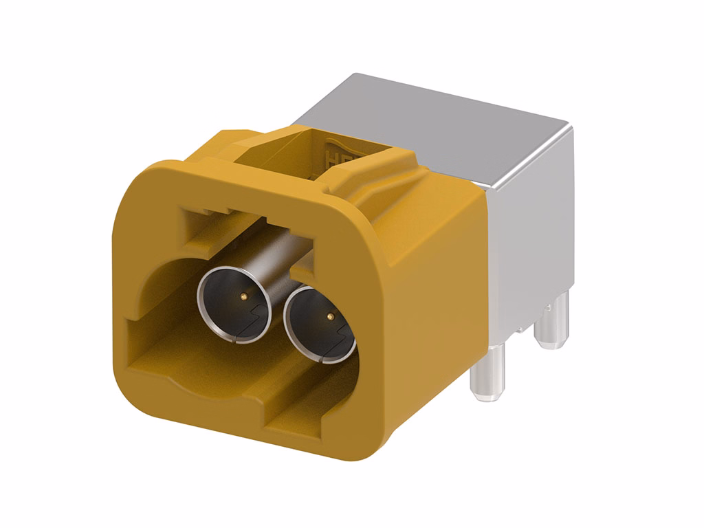 High-Speed FAKRA Mini (HFM) Dual Header, 1x2, Right-Angle, Through Hole, Key K, Curry, 50 Ohms for sale