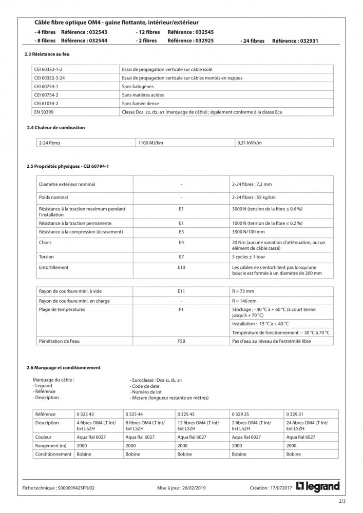 Legrand 032545 cable technical document, page 2