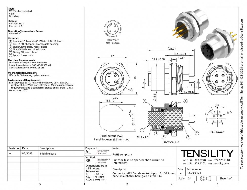 Tensility International 54-00371 product drawing