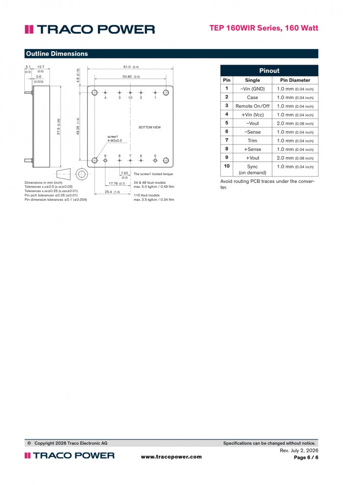 TEP 160WIR technical document page 6