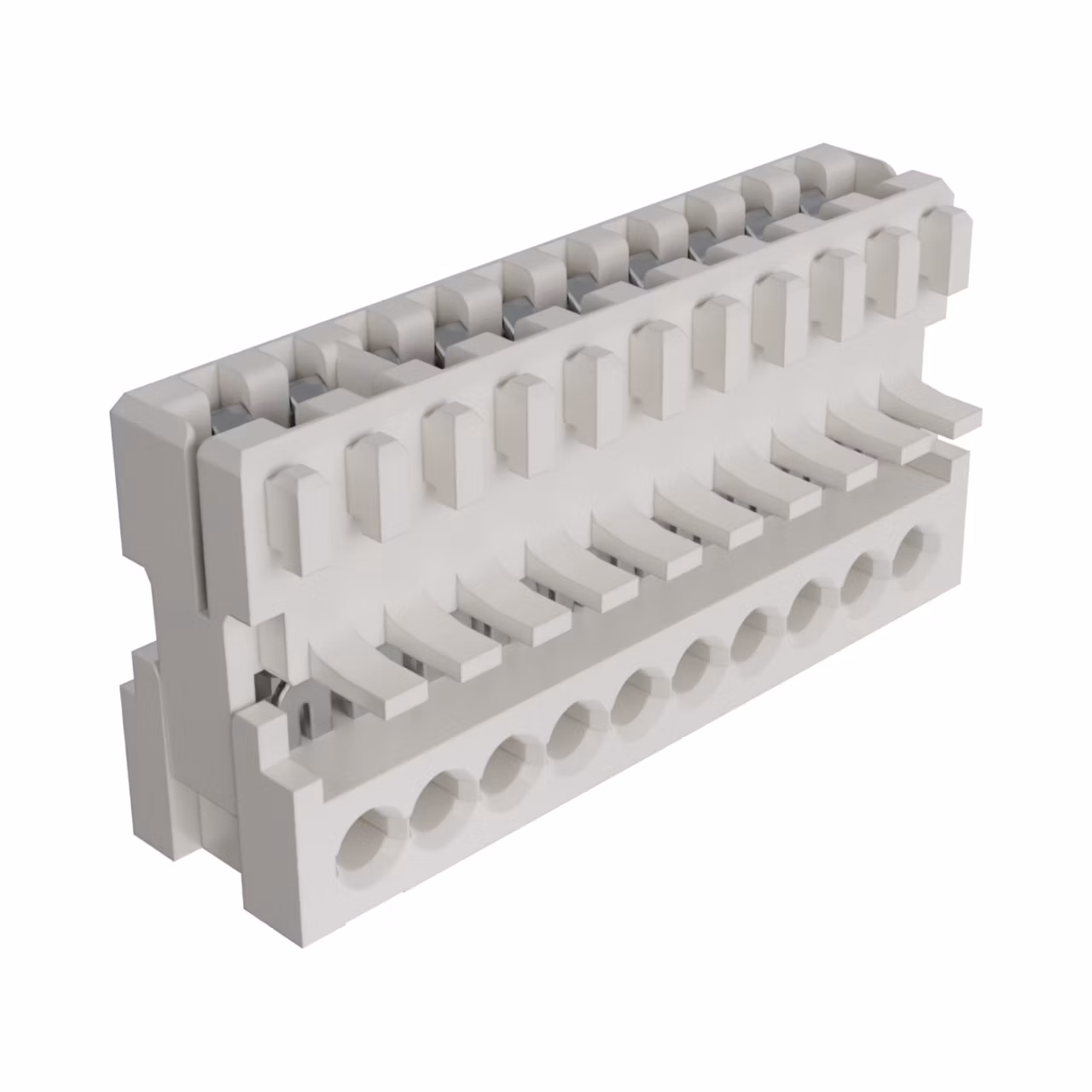 Appli-Mate RAST 2.5 IDT Housing, 2.50mm Pitch, Female, 10 Circuits, Beaded Terminal, All Position Keys, Slotted Endwalls, Polarizing Rib Between Circuits 2 & 3 for sale