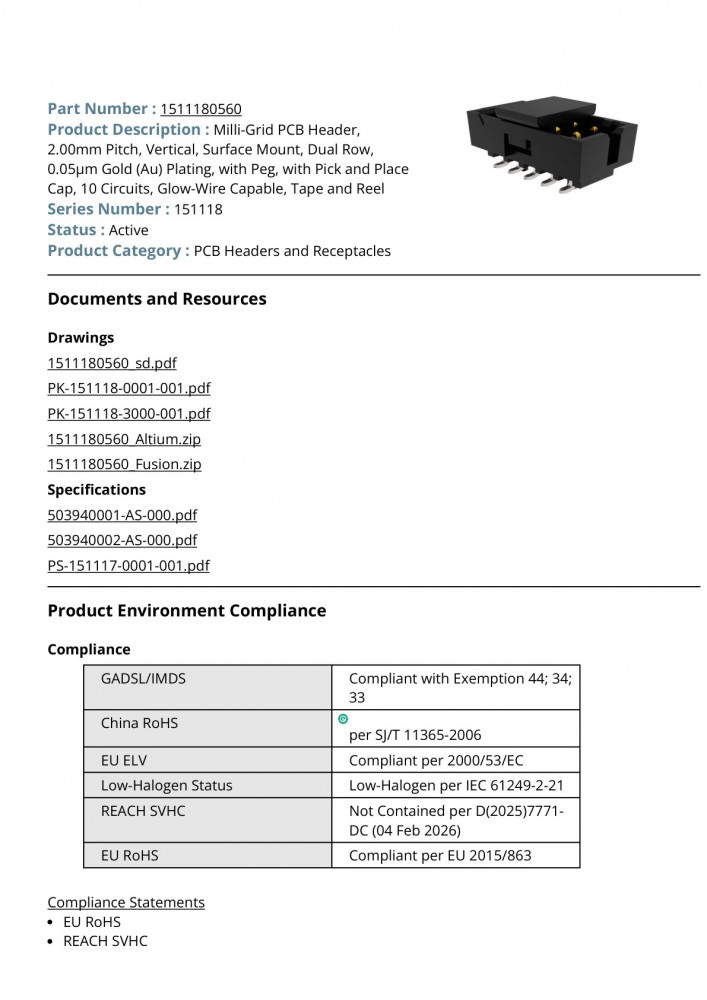 Molex Milli-Grid specification page 1