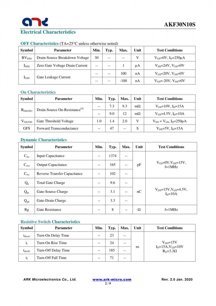 AKF30N10S datasheet page 2