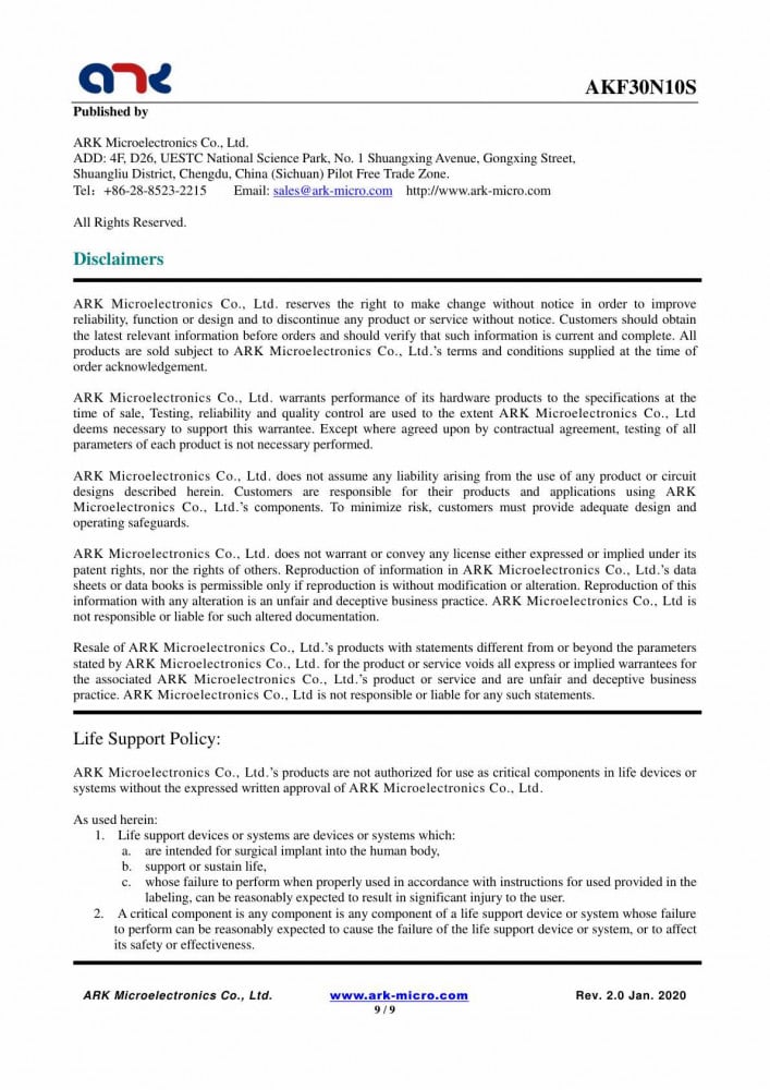 AKF30N10S datasheet page 9