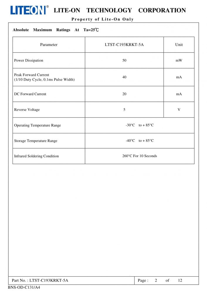 LTST-C193KRKT-5A datasheet page 3