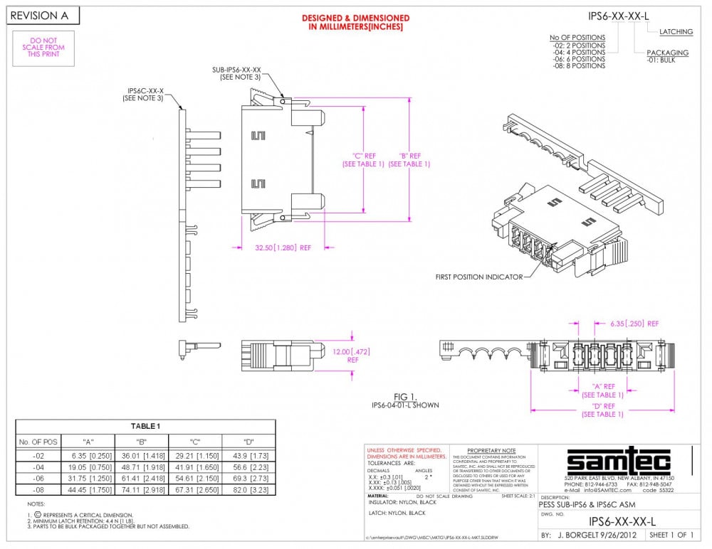 Samtec IPS6-04-01-L dimensional drawing