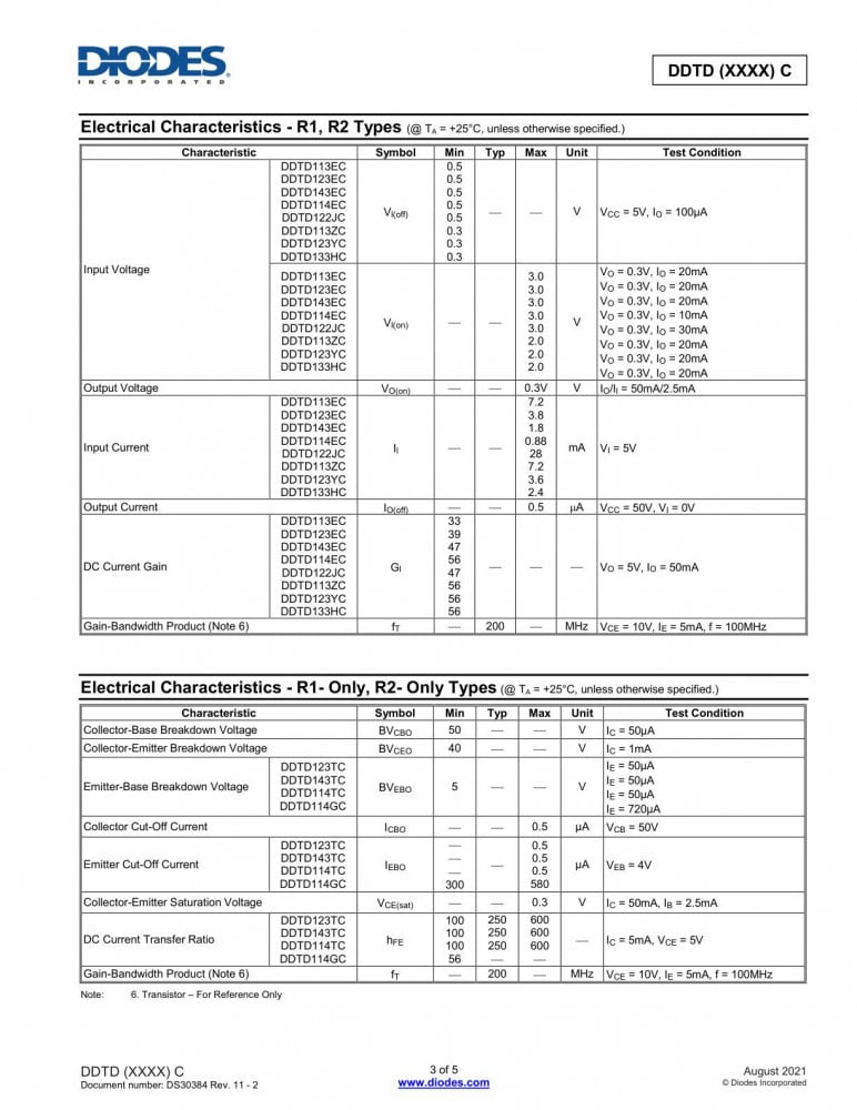 DDTD114EC-7-F datasheet page 3