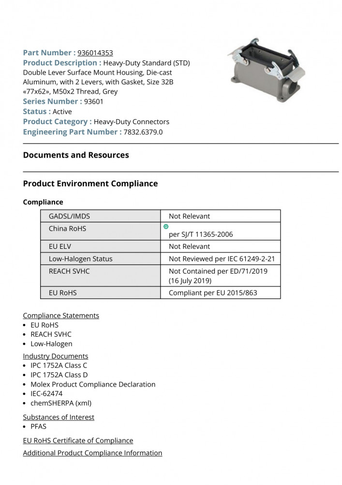 MOLEX 936014353 technical document page 1