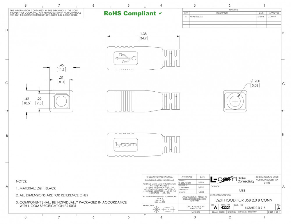L-com USBHD2.0-Z-B technical document preview