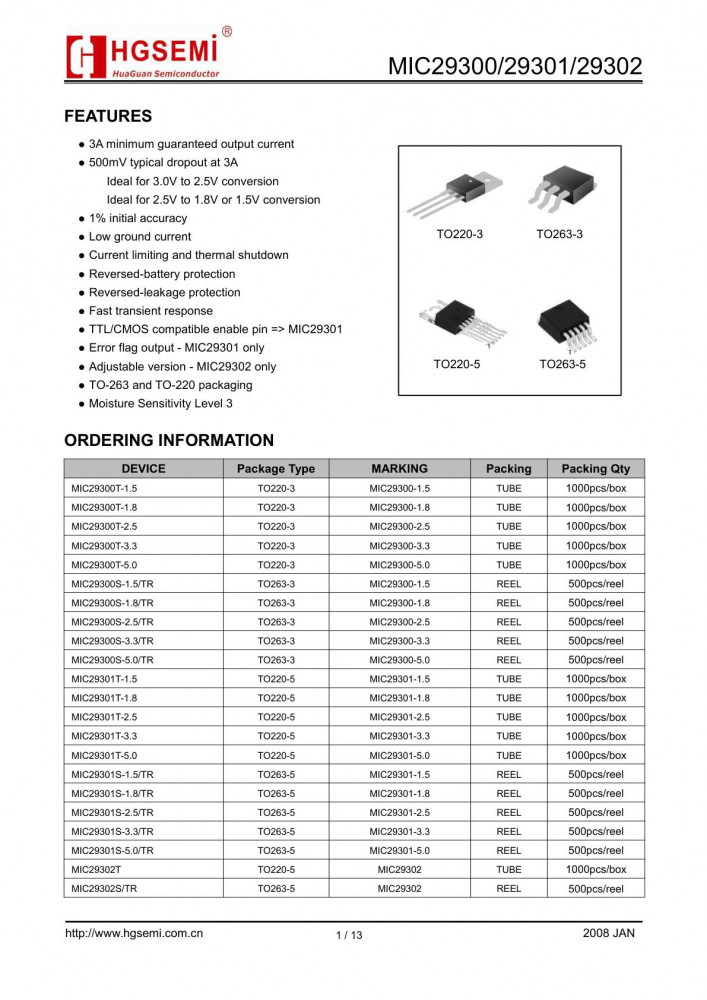 MIC29301S-3.3/TR technical document page 1