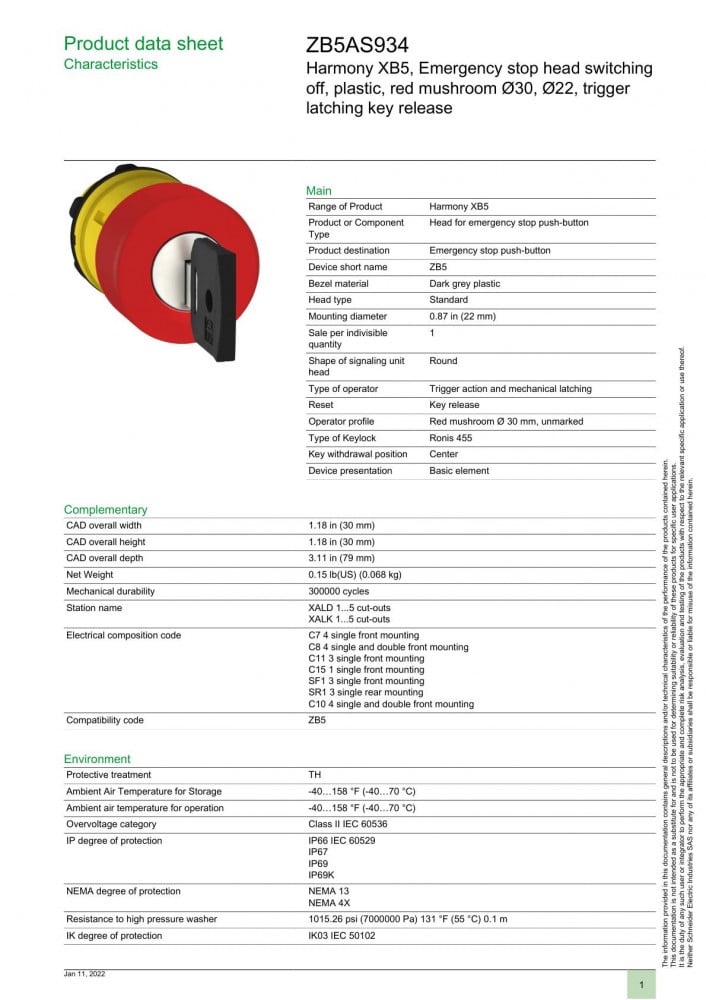 ZB5AS934 technical document page 1
