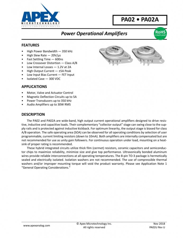 PA02M datasheet page 1
