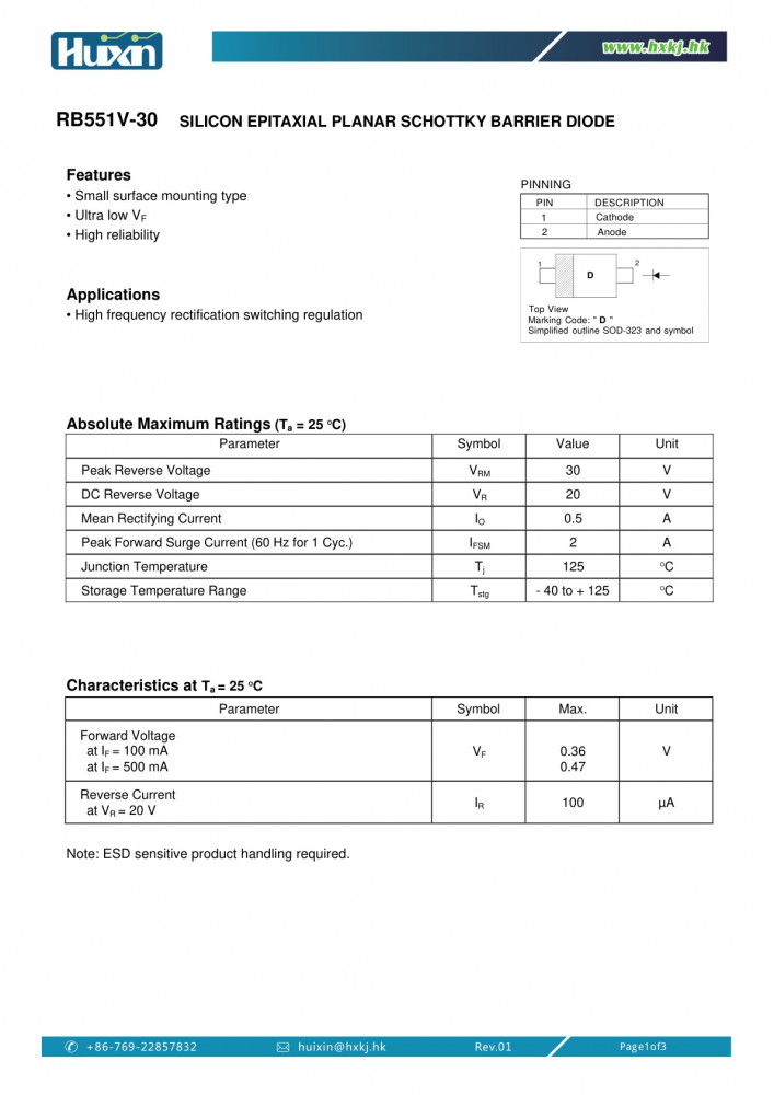 RB551V-30 technical document page 1