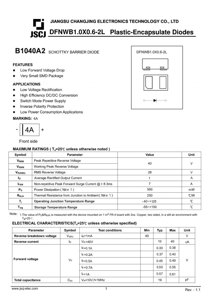 B1040A2 datasheet page 1