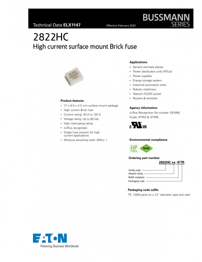 2822HC product document page 1