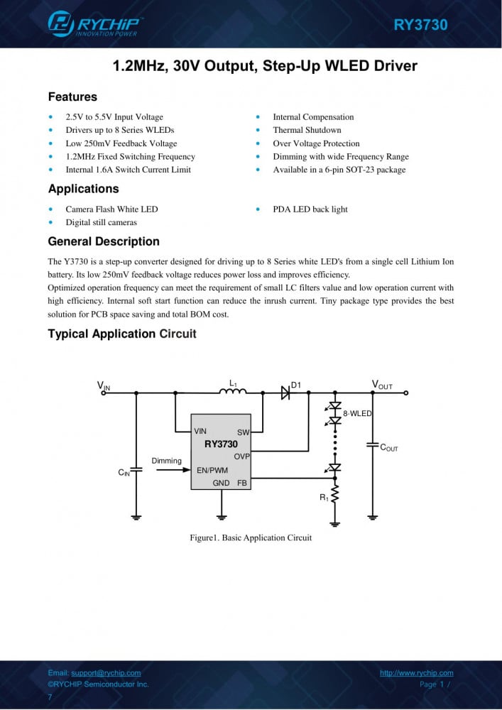 RY3730 datasheet page 1