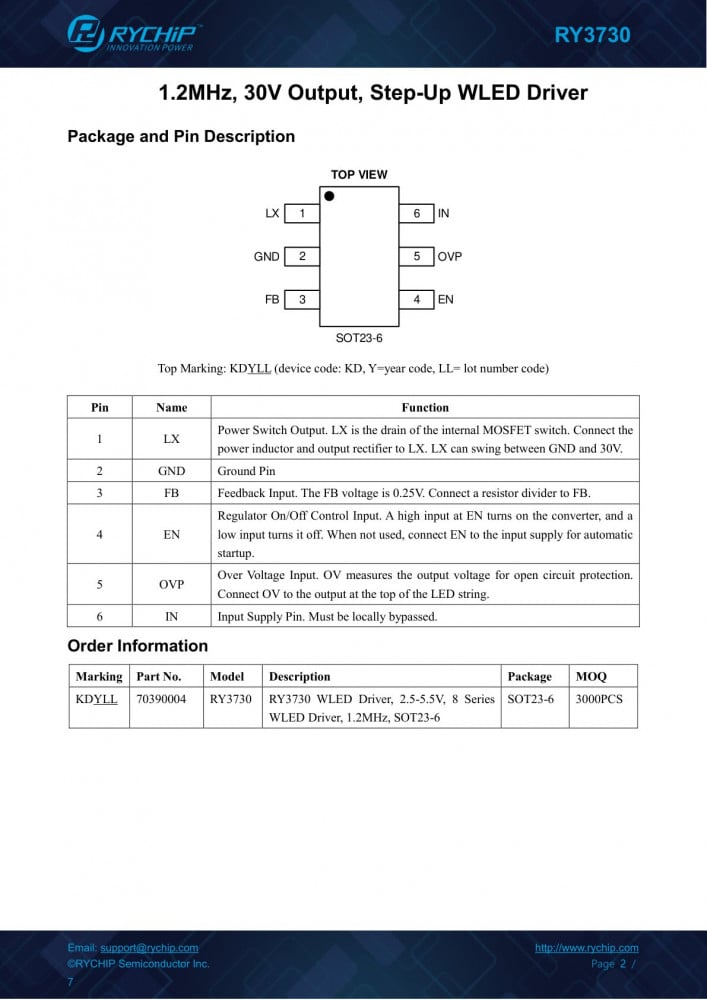 RY3730 datasheet page 2