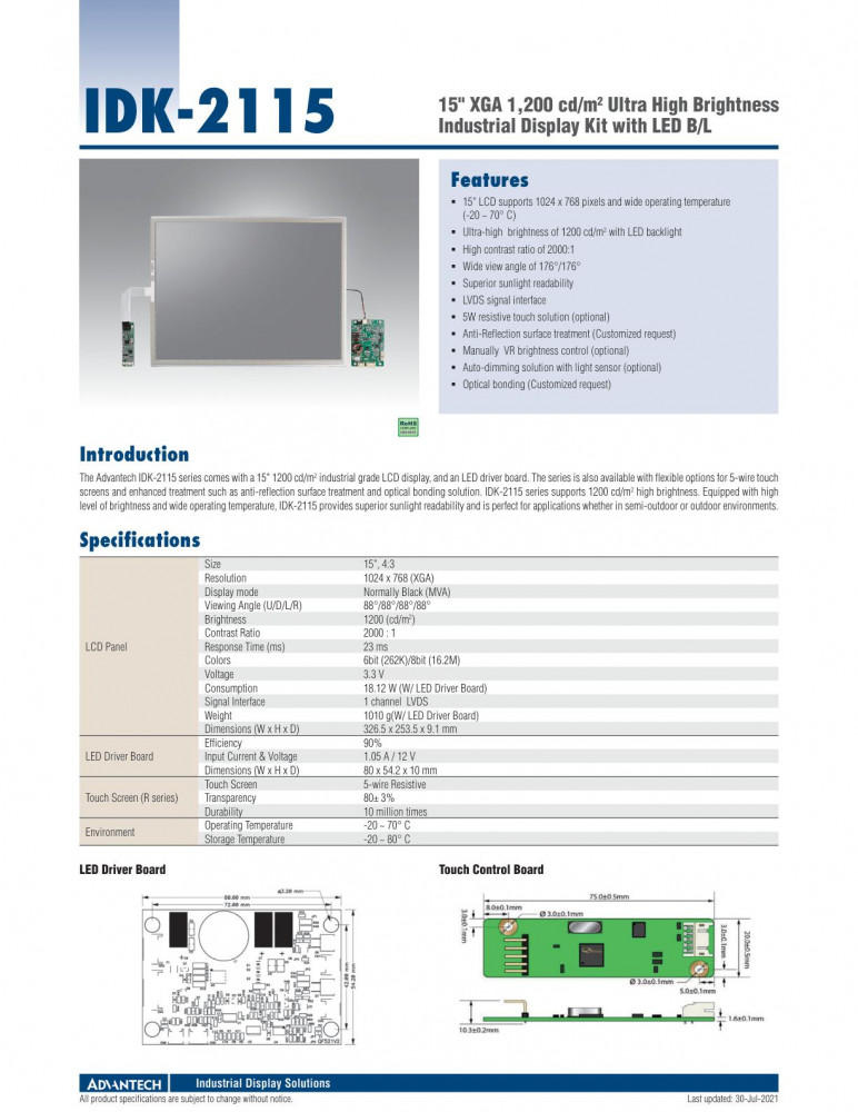 IDK-2115 technical document page 1