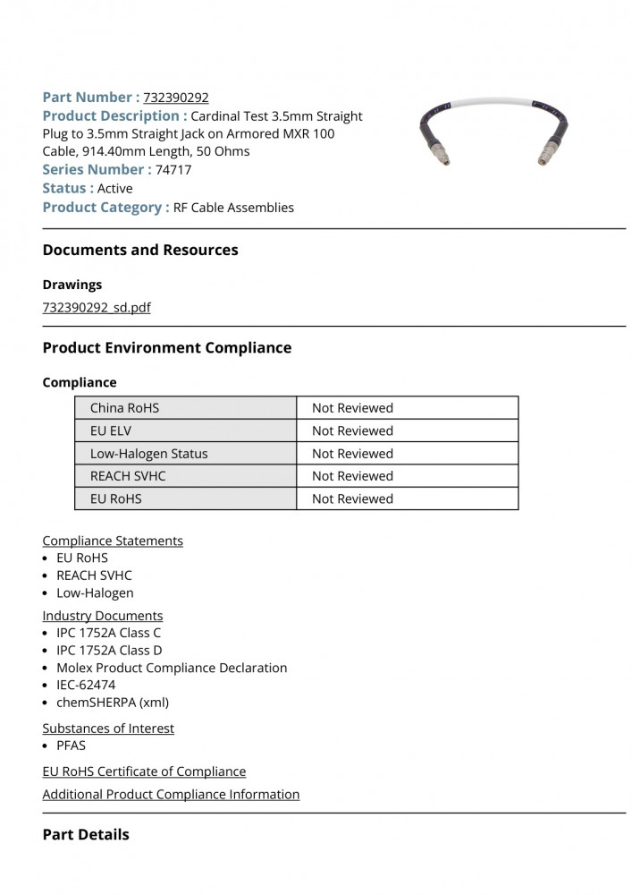 MOLEX 732390292 technical drawing, page 1