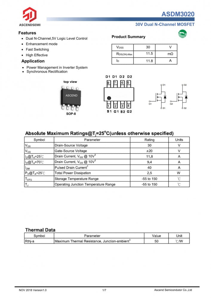 ASDM3020S-R datasheet page 1