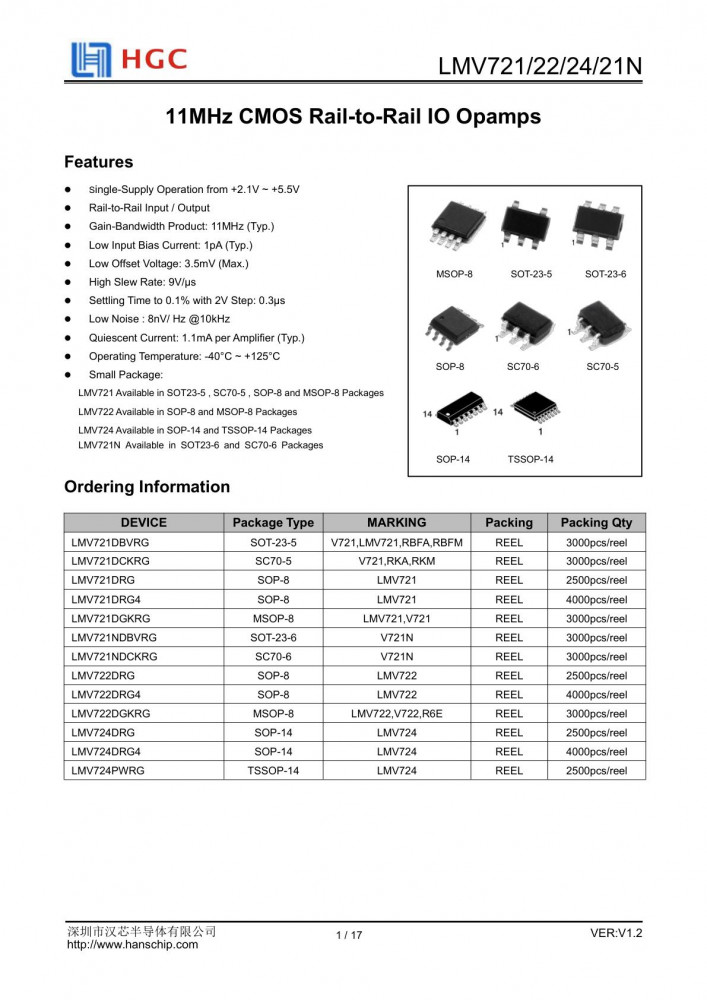 LMV721DBVRG technical document page 1