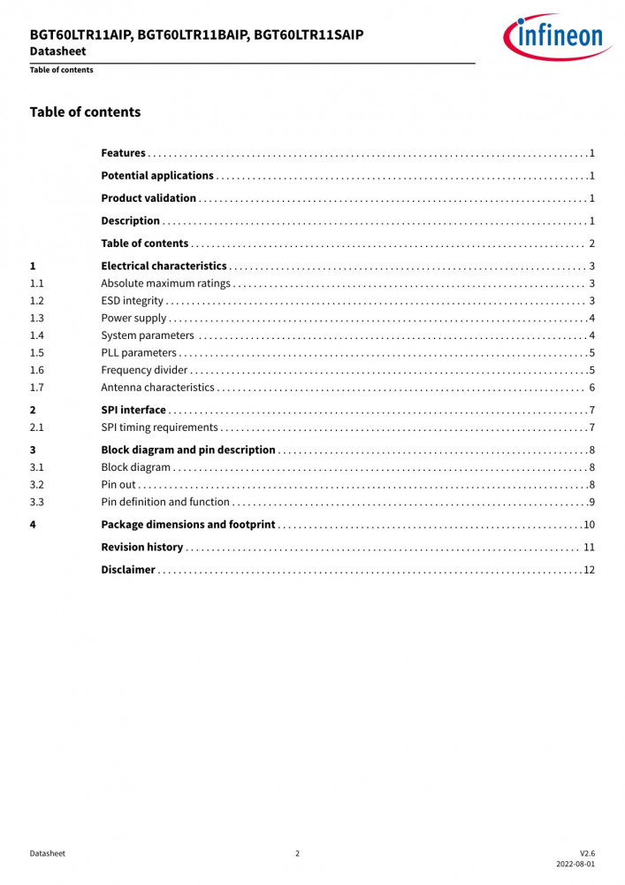 BGT60LTR11BAIPXUMA1 datasheet page 2