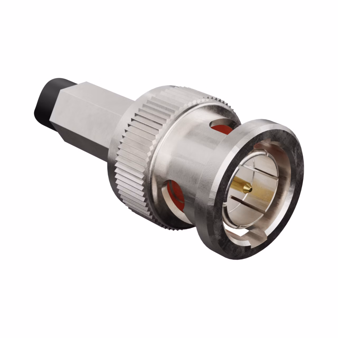 BNC Plug, Straight, Crimp, RG-59 and RG-62 Cable, Brass Body, Nickel (Ni) Plated, Bag, 75 Ohms for sale