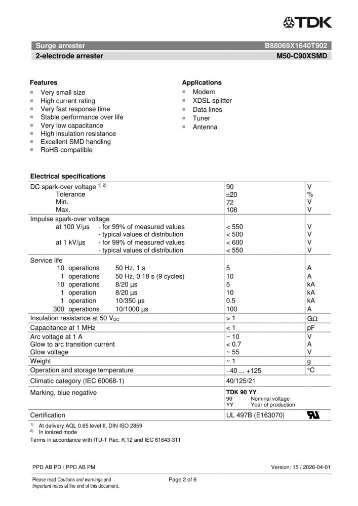 B88069X1640T902 product document, page 2