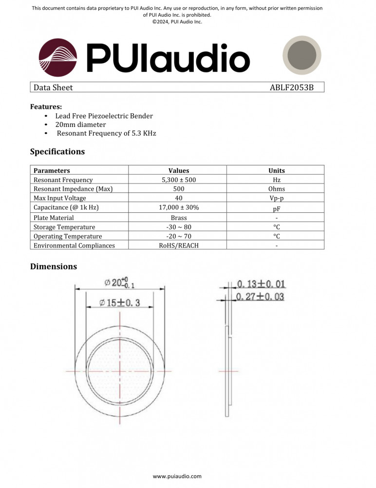 ABLF2053B datasheet page 1