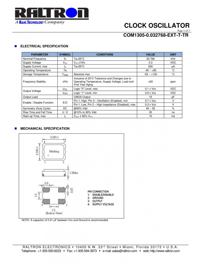 COM1305 technical document page 1
