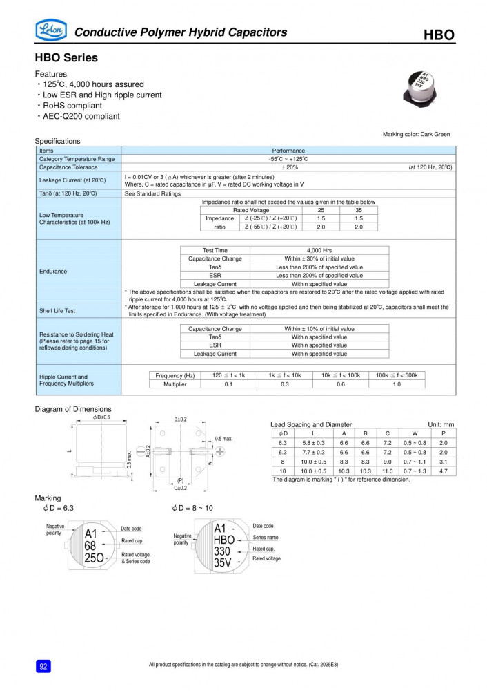 Lelon HBO series datasheet page 1