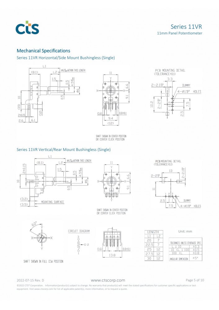 CTS 11VR datasheet page 5