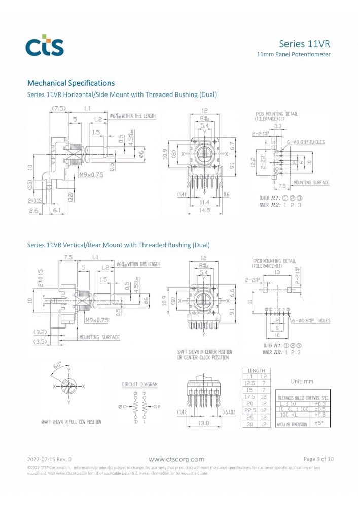 CTS 11VR datasheet page 9