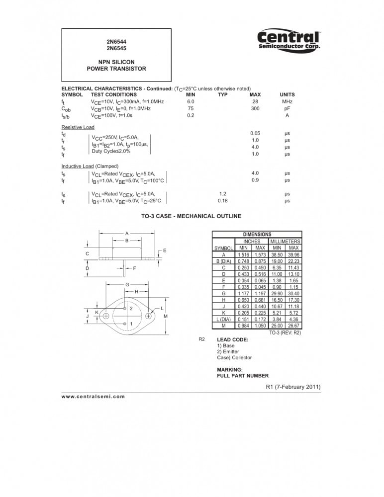 2N6545 datasheet page 2