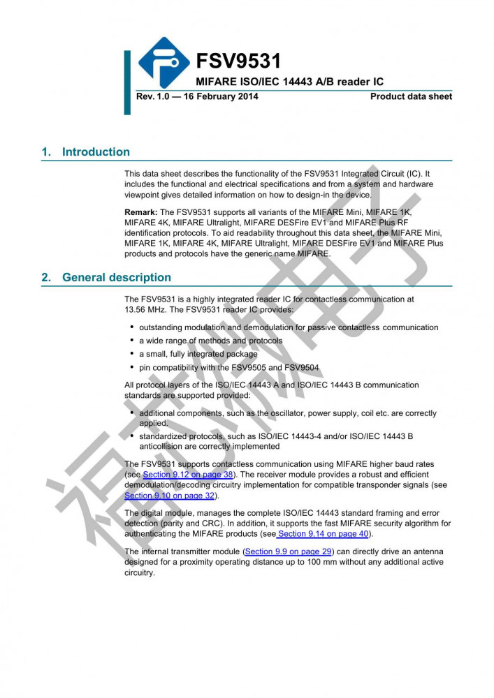 FSV9531 datasheet page 1