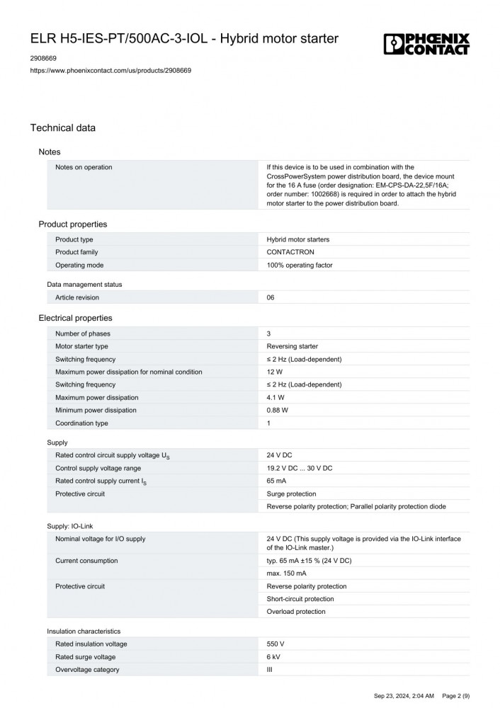 Phoenix Contact 2908669 technical document page 2