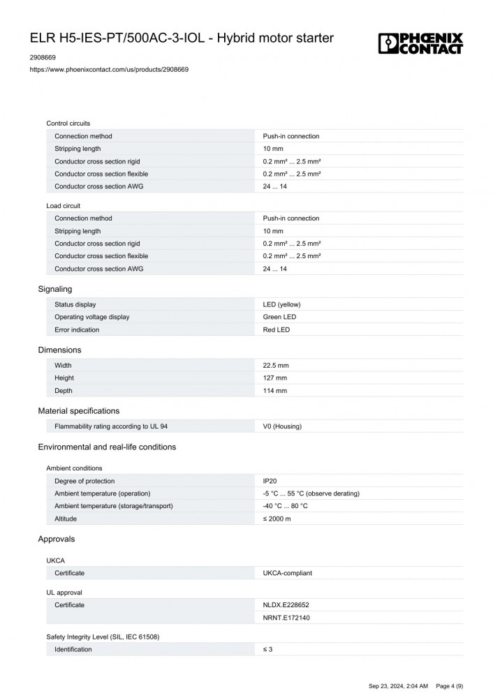 Phoenix Contact 2908669 technical document page 4