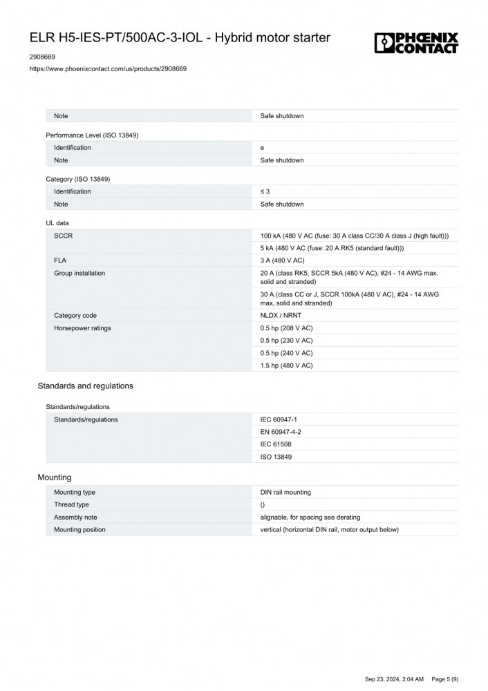 Phoenix Contact 2908669 technical document page 5
