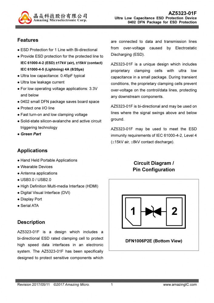 AZ5323-01F datasheet page 1