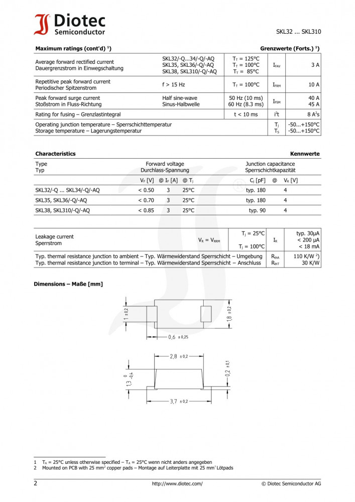 DIOTEC SKL36-AQ technical document page 2