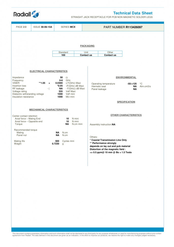 Radiall R113426097 MCX product document, page 2
