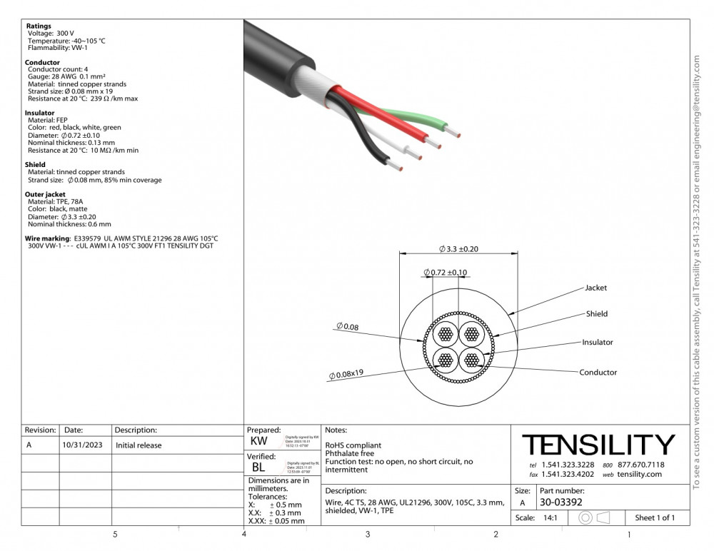 Tensility International 30-03392 cable drawing
